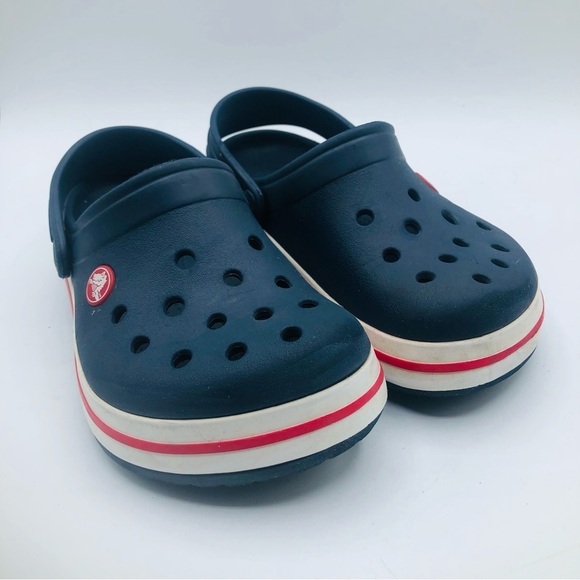 CROCS | Shoes | Crocs Boys Navy Shoes With Red And White Trim Size ...